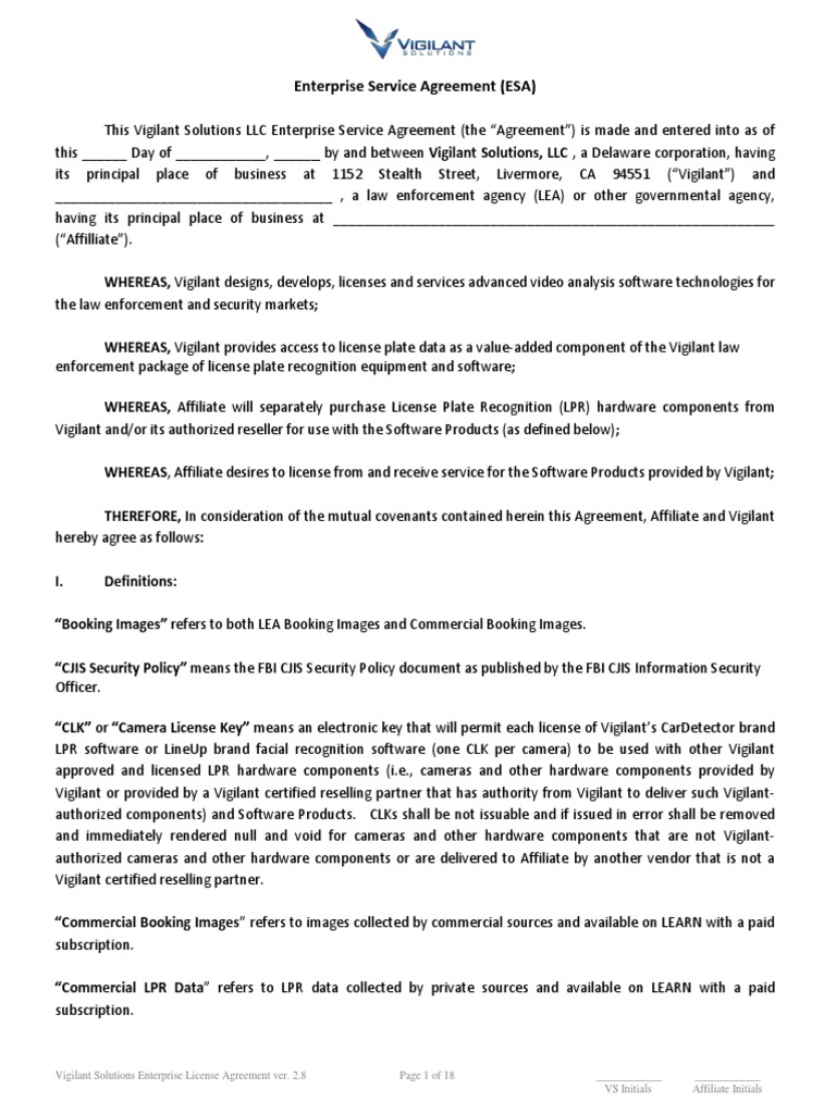Enterprise Service Agreement (ESA) | PDF | Information Security | Computing