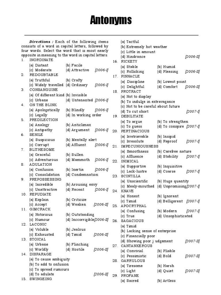 Antonyms | PDF | Semantics