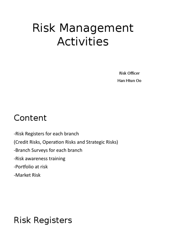 Risk Management Activities Presentation | PDF | Business