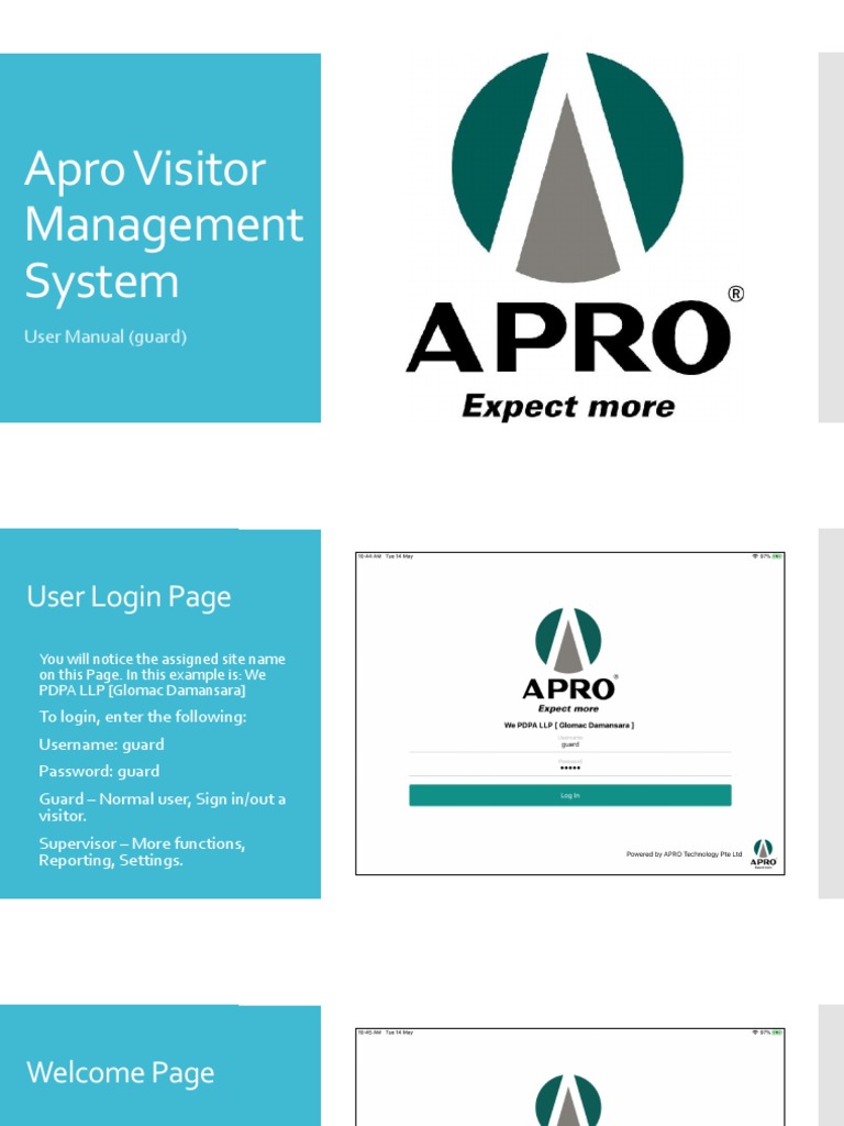Apro VMS User Manual | PDF | Login | User (Computing)