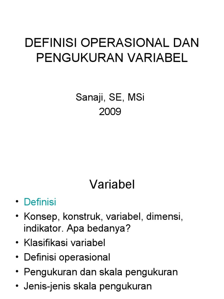 Definisi dan Pengukuran Variabel | PDF