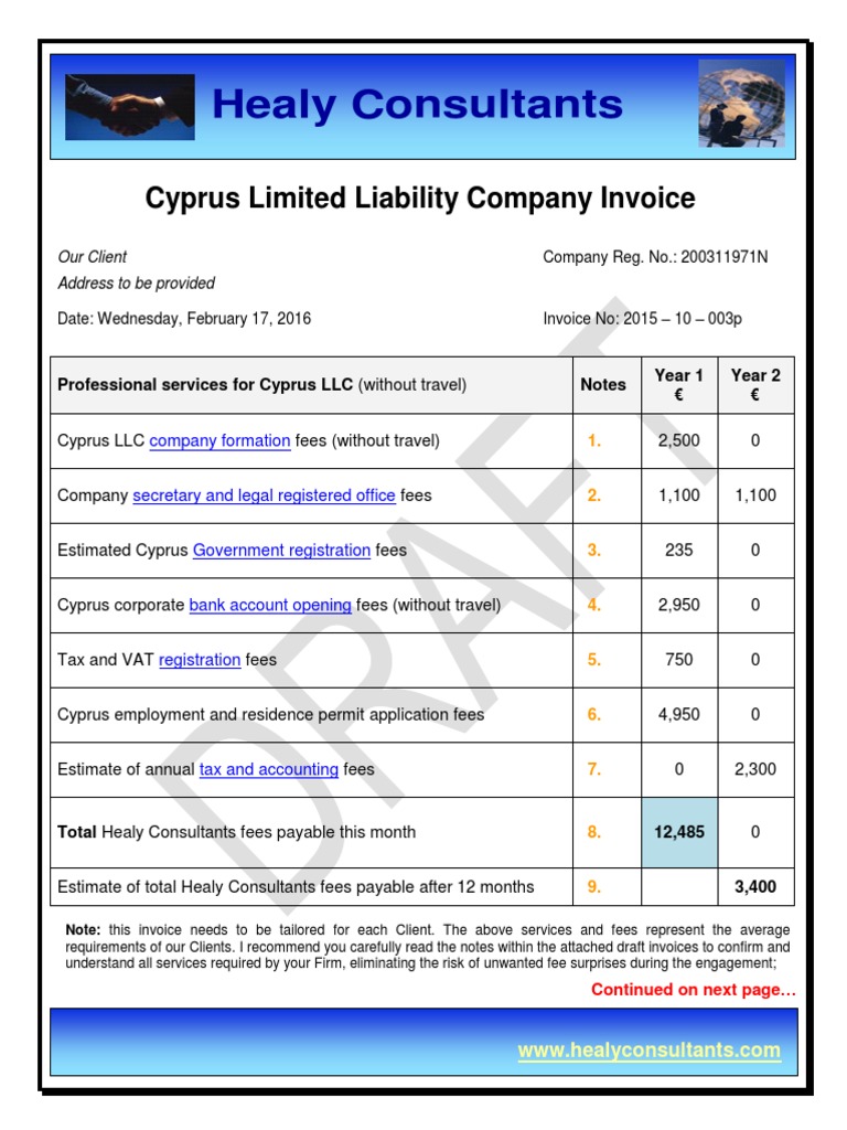 Draft Invoice Cyprus LLC Migration | PDF | Invoice | Payroll Tax