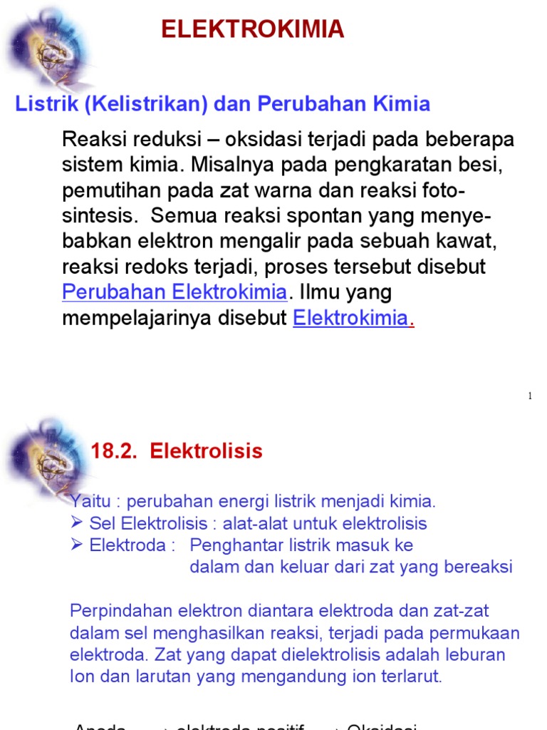 010 Elektrokimia | PDF | Metode & Bahan Ajar | Sains & Matematika