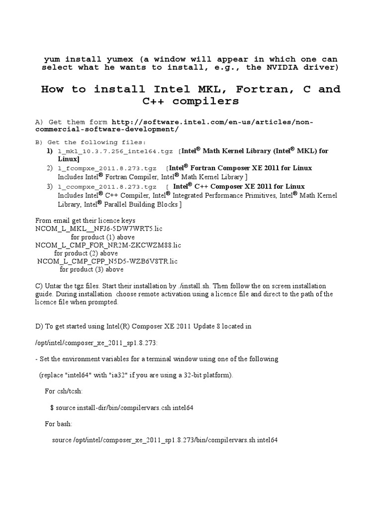 How To Install Intel MKL, Fortran, C and C++ Compilers | PDF | Message Passing Interface ...