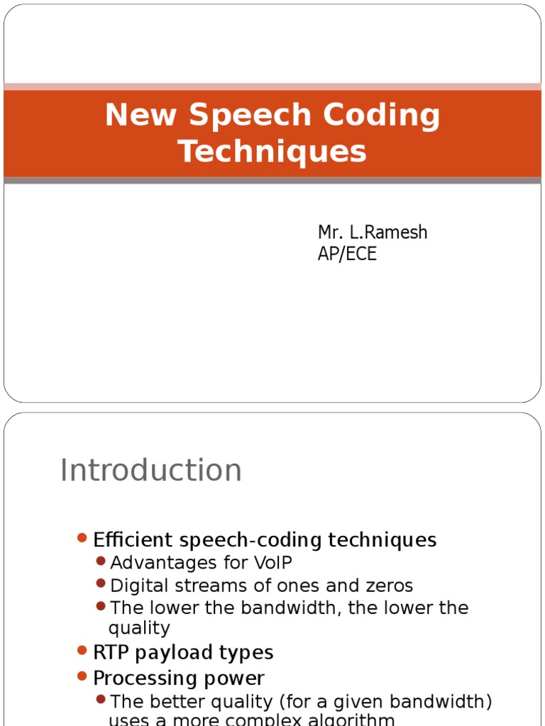 New Techniques in Speech Coding | PDF | Sampling (Signal Processing ...