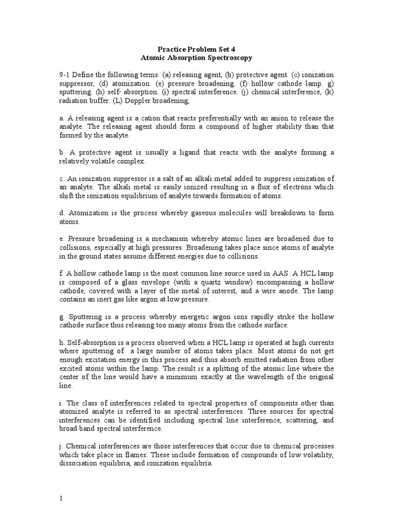 Atomic Absorption Spectroscopy Practice Problems | PDF | Atomic ...