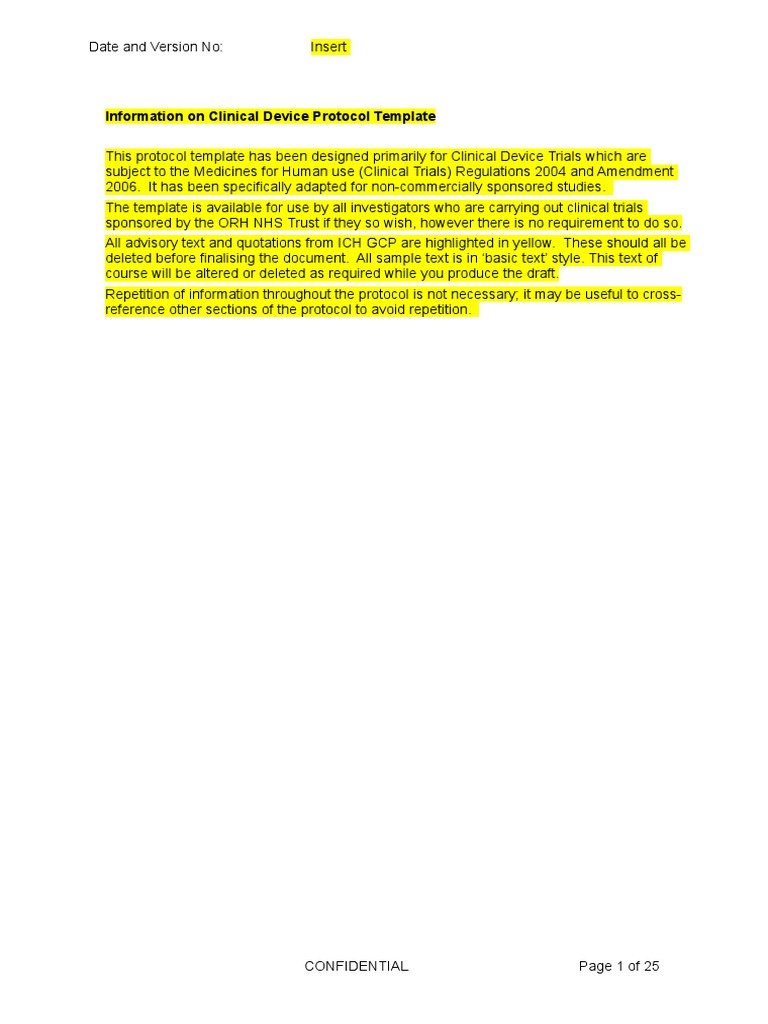 Information On Clinical Device Protocol Template | PDF | Clinical Trial ...