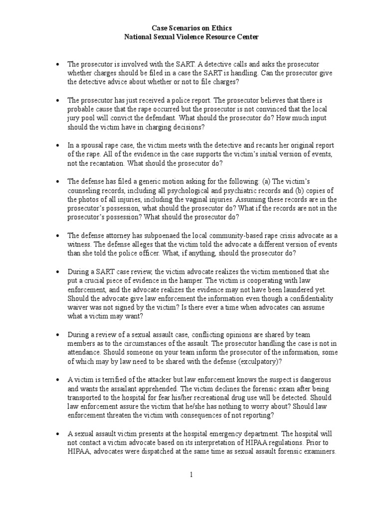 Case Scenarios On Ethics | PDF | Rape | Assault