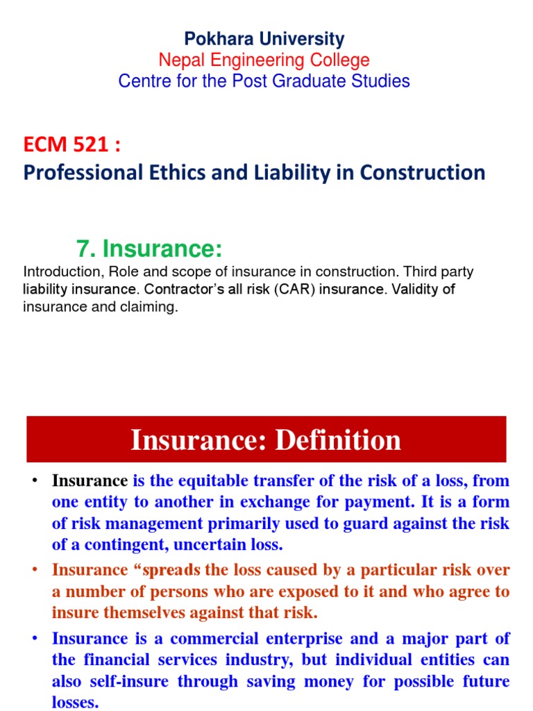 Nec 7 Insurance | PDF | Liability Insurance | Insurance