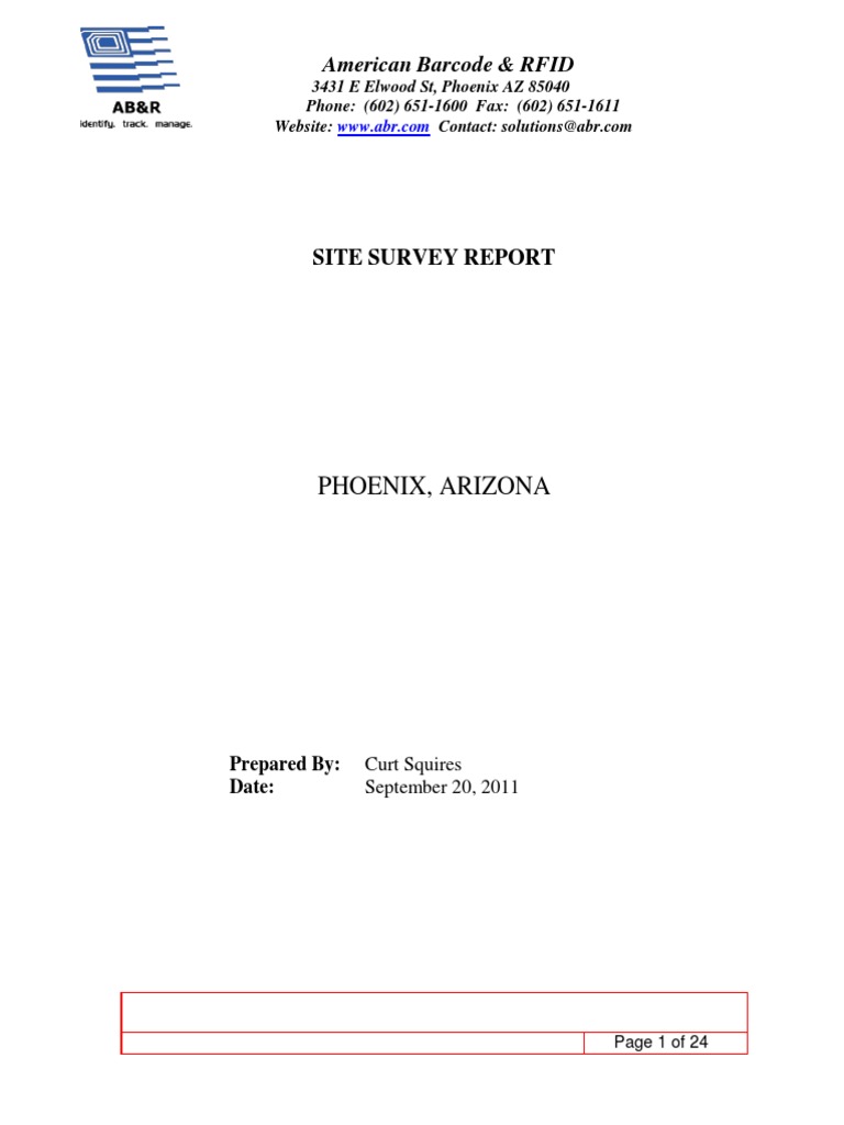 Sample Site Survey ABR | PDF | Wireless Access Point | Cable Television