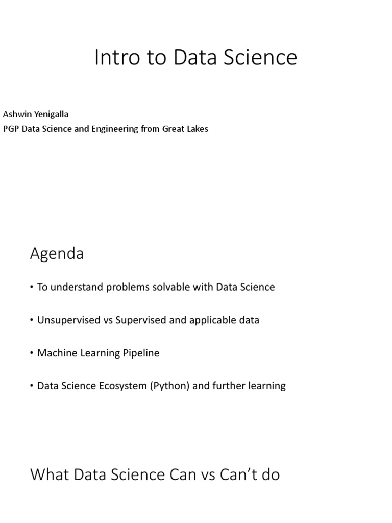 Intro To Data Science: Ashwin Yenigalla PGP Data Science and ...