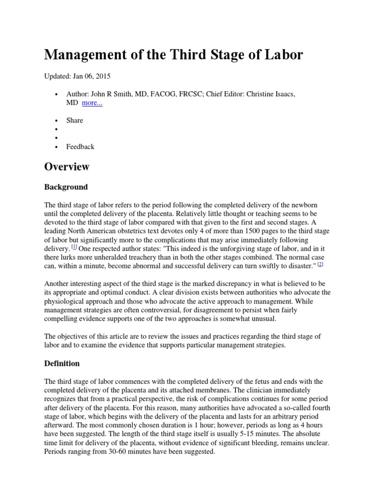 Management of The Third Stage of Labor: More.. | PDF | Childbirth ...