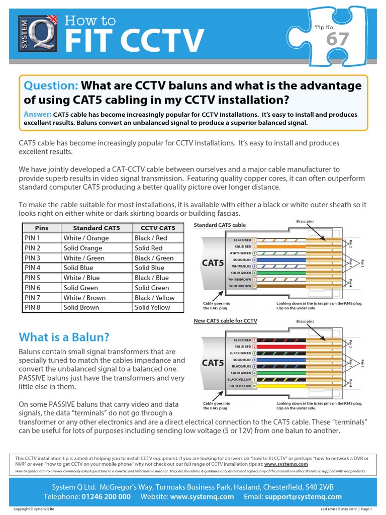 Tip0067 How To Fit CCTV What Are CCTV Baluns and What Is The Advantage of Using CAT5 Cabling ...