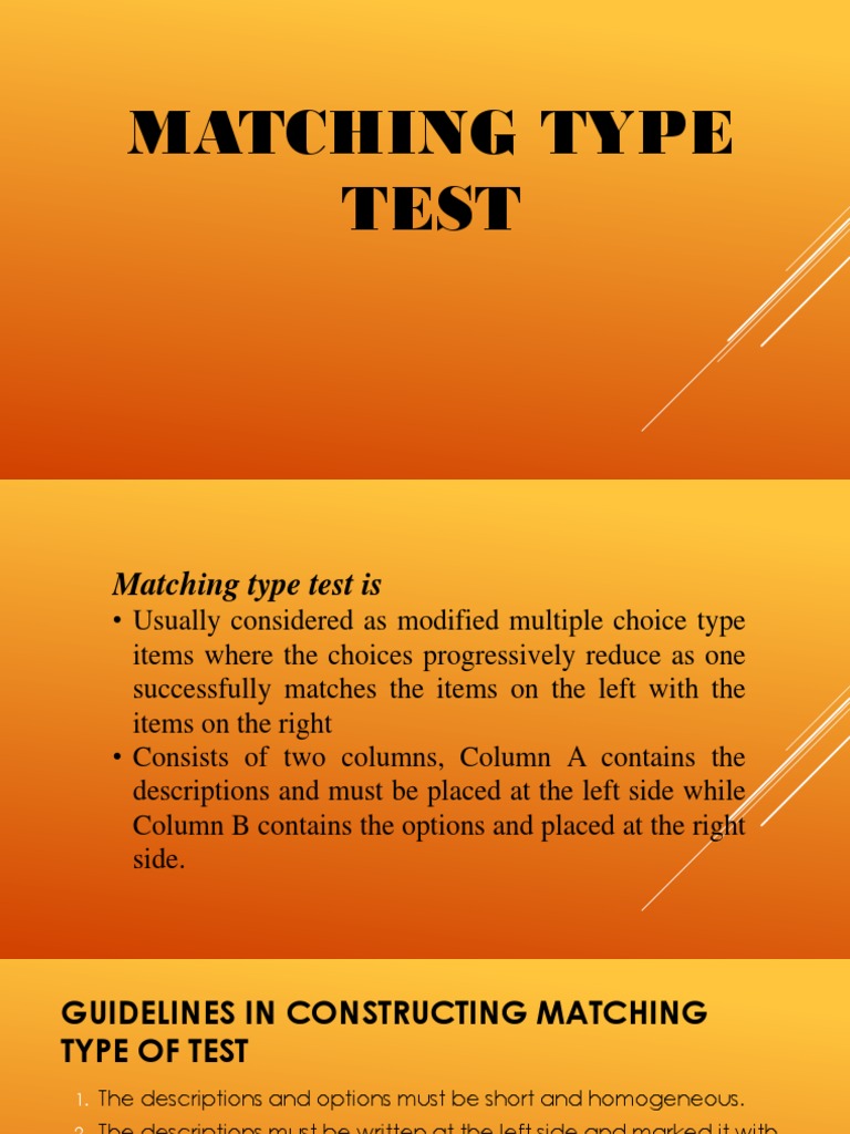 Matching Type of Test | PDF | Career & Growth | Language Arts & Discipline
