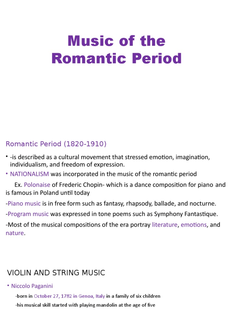 Romantic Innovations in Music: Program Music, Nationalism, and ...