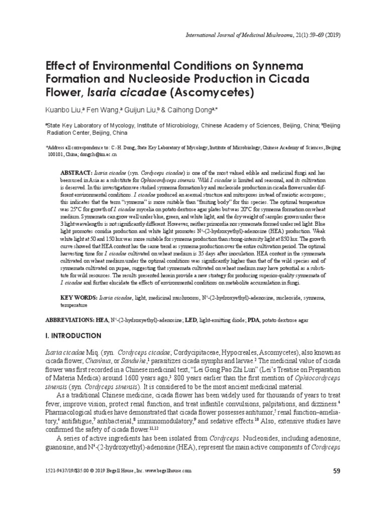 Effect of Environmental Conditions On Synnema Formation and Nucleoside ...