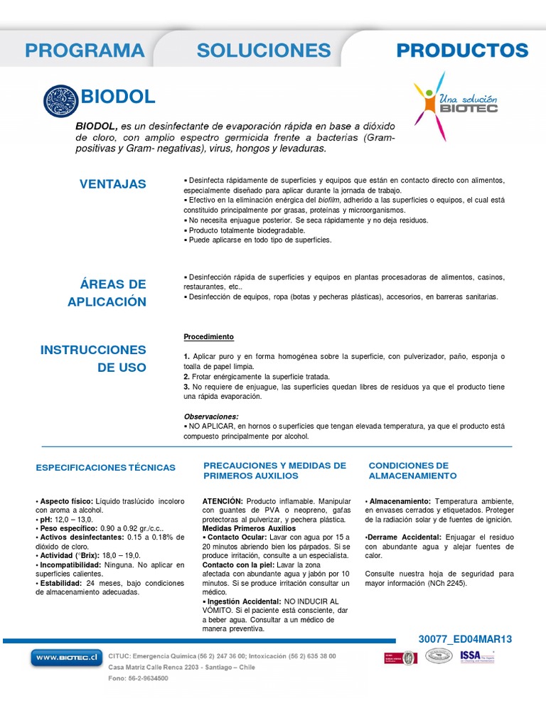 Biodol PDF | PDF | Agua | Primeros auxilios