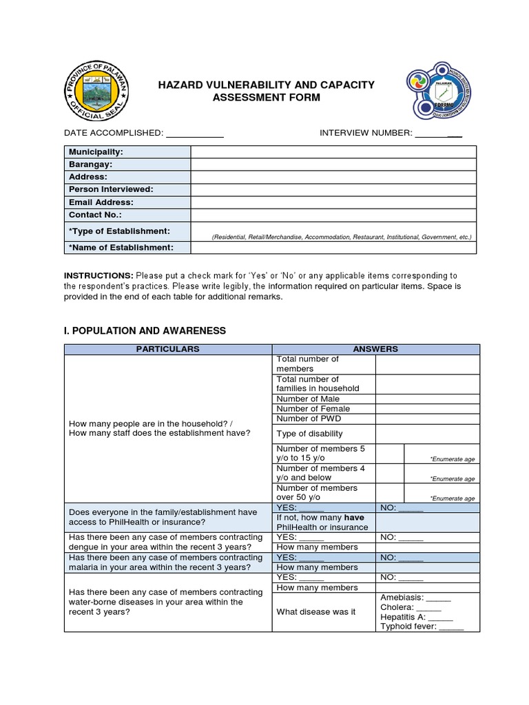 Hazard Vulnerability Assessment Form | PDF | Flood | Agriculture