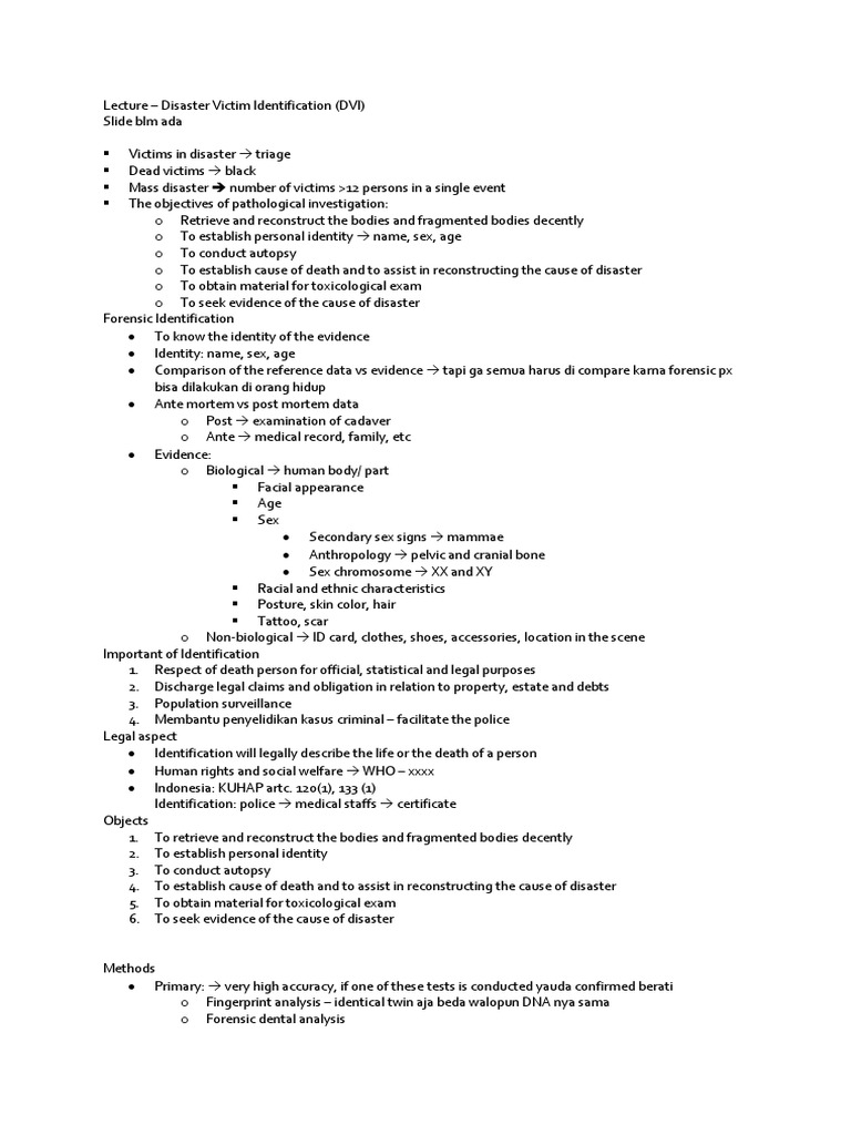 Lecture 36 - Disaster Victim Identification (DVI) | PDF | Autopsy ...