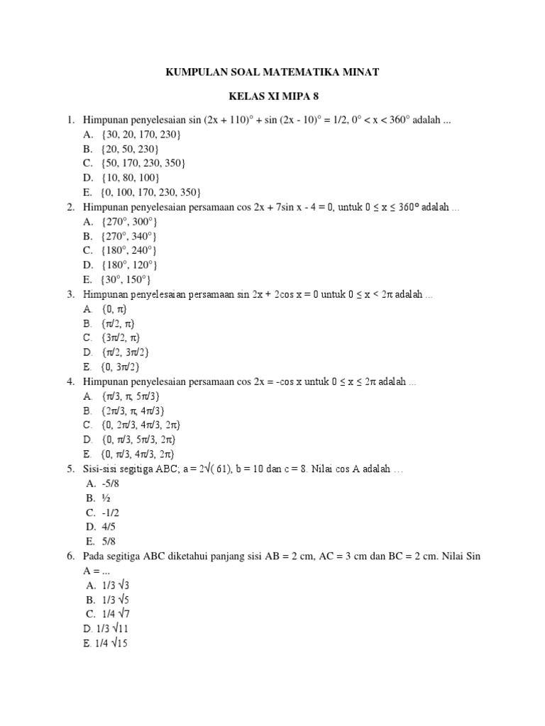 Kumpulan Soal Matematika Minat | PDF