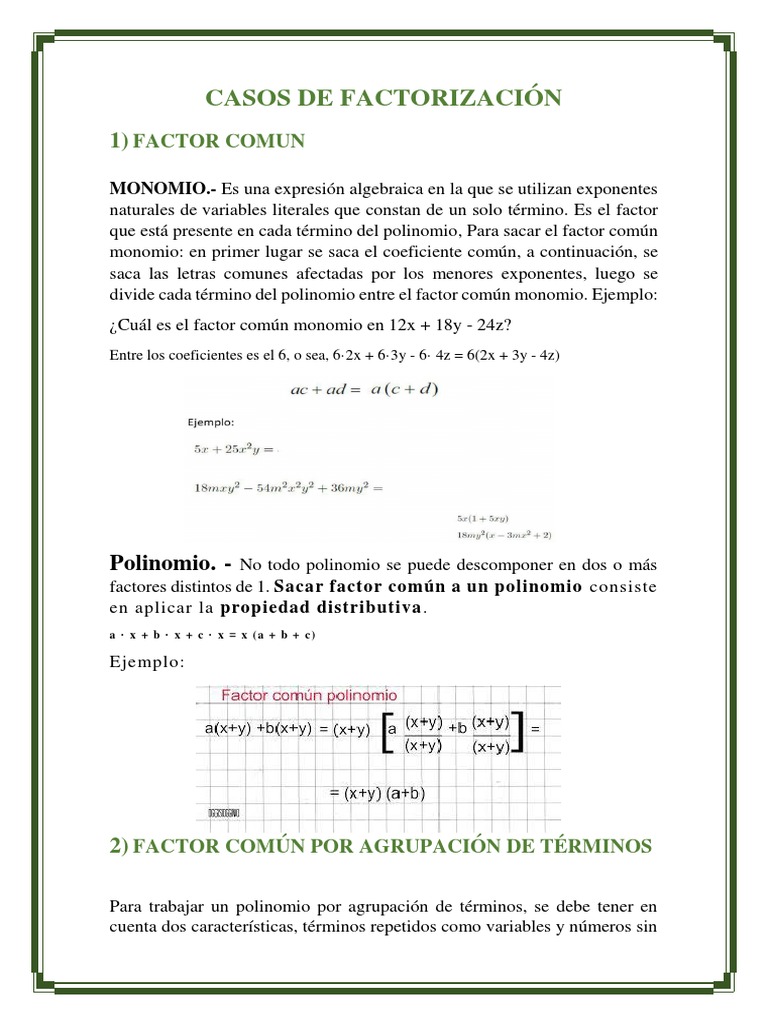 Factor Comun | PDF | Factorización | Aritmética