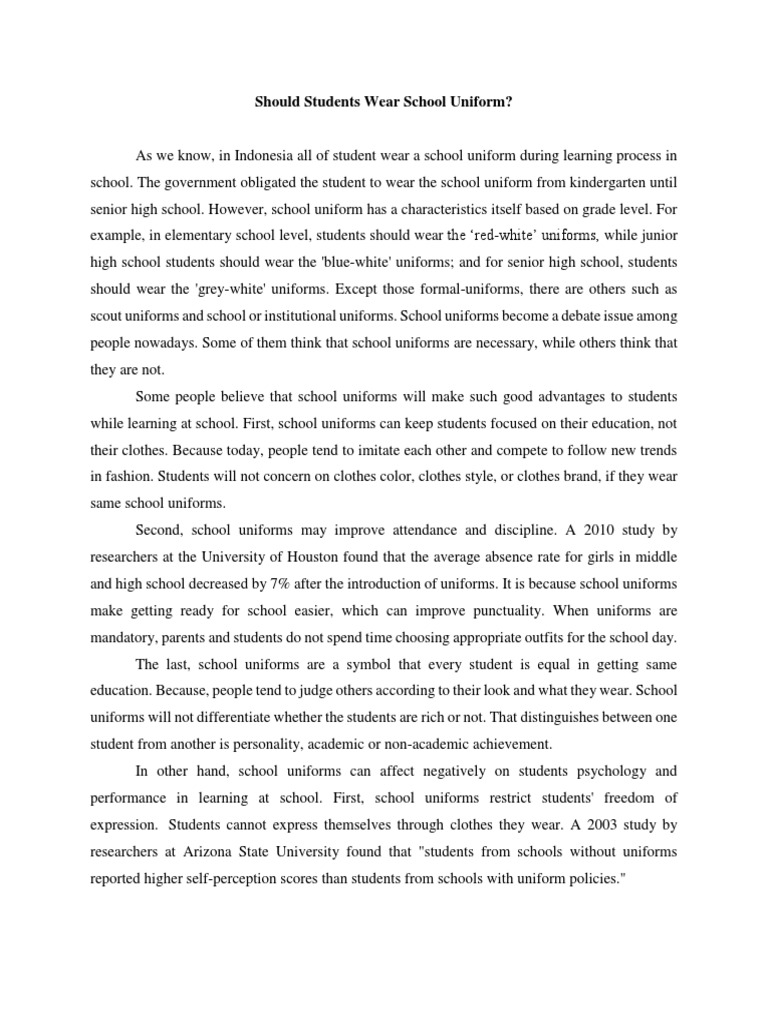 School Uniforms Policy | PDF | Learning | Psychological Concepts
