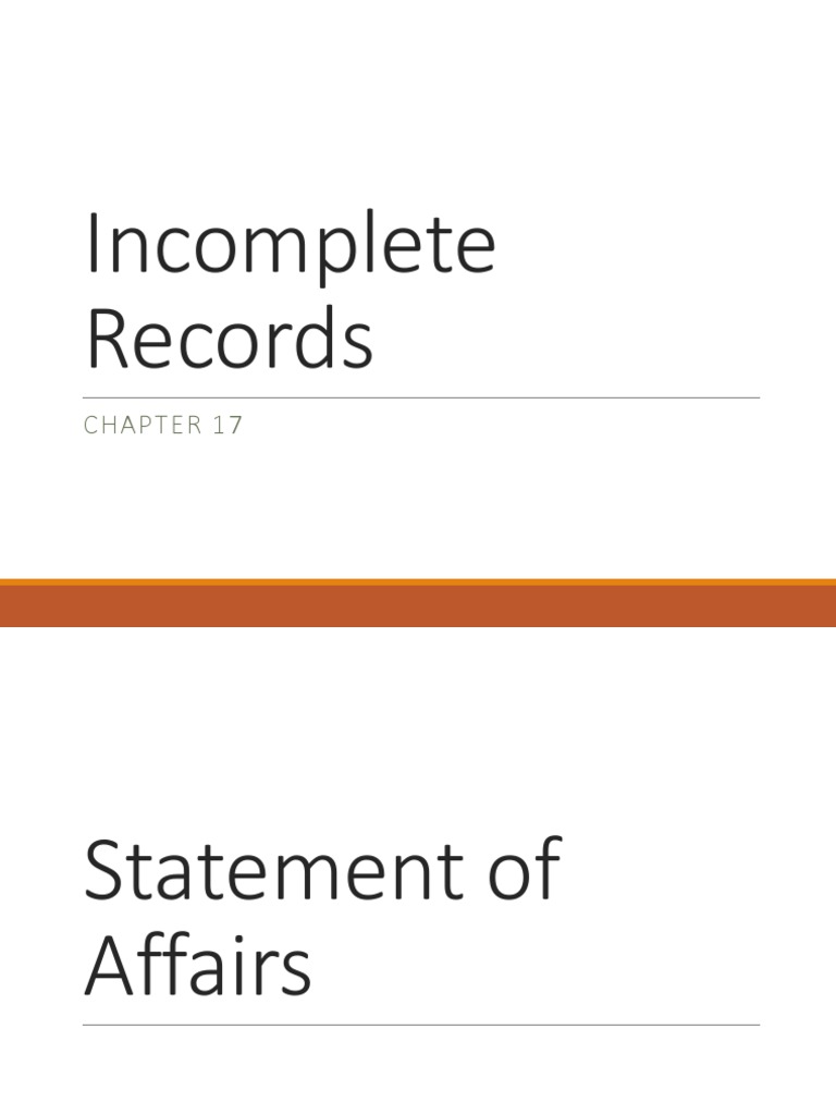 Incomplete Records | PDF | Working Capital | Depreciation