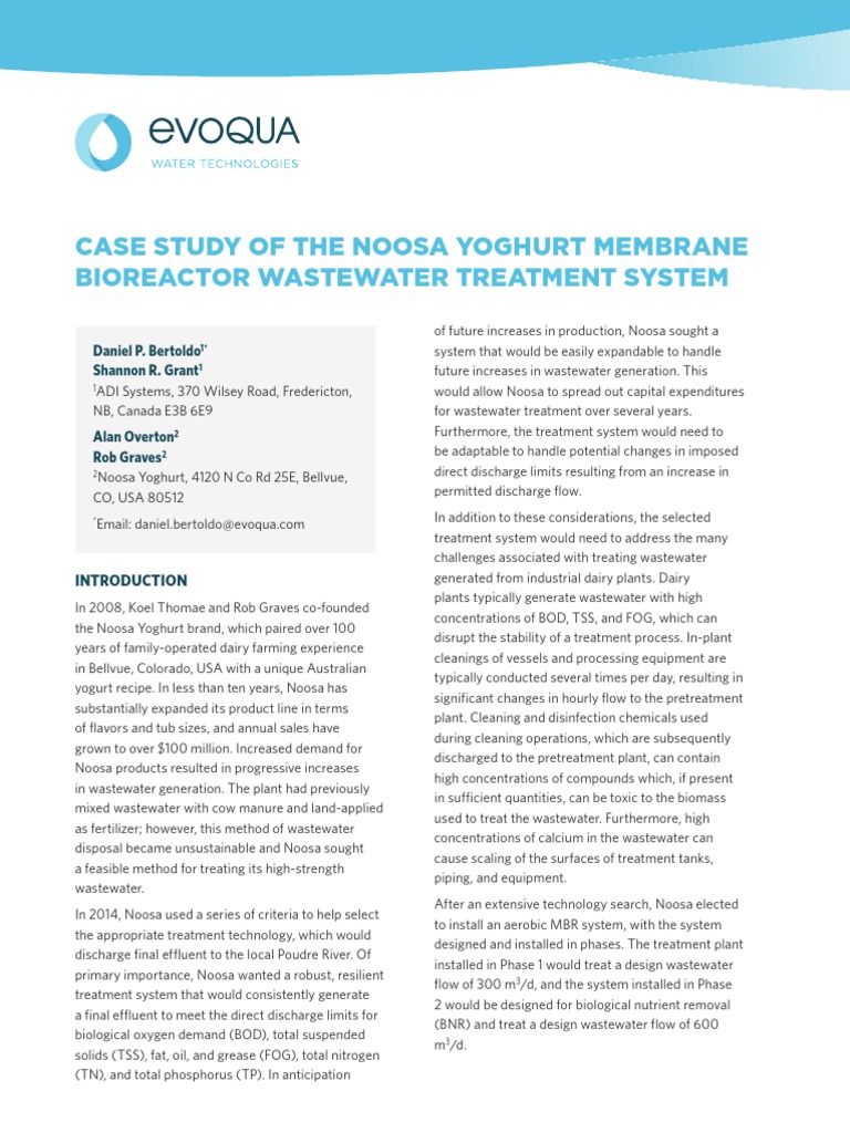 Noosa Case Study | PDF | Sewage Treatment | Membrane