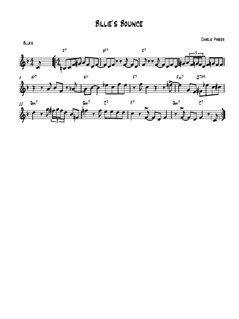Billie's Bounce - Lead Sheet | PDF | American Popular Music | Music Of ...