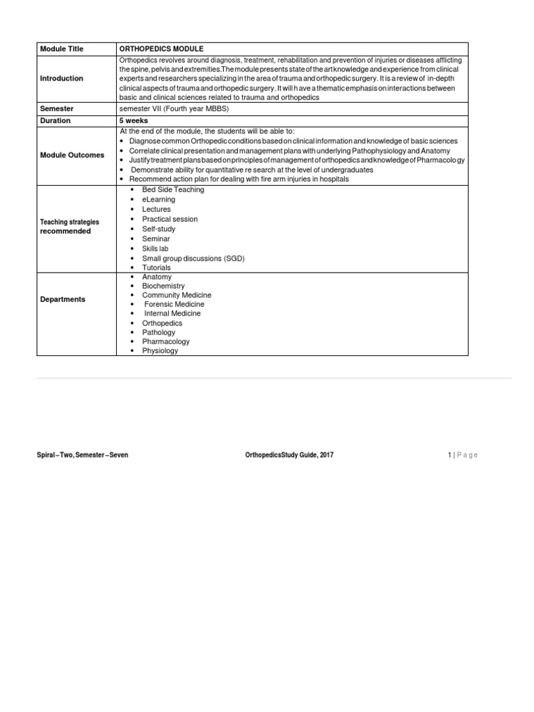 Orthopedic Study Guide 2018 | PDF | Bone | Arthritis