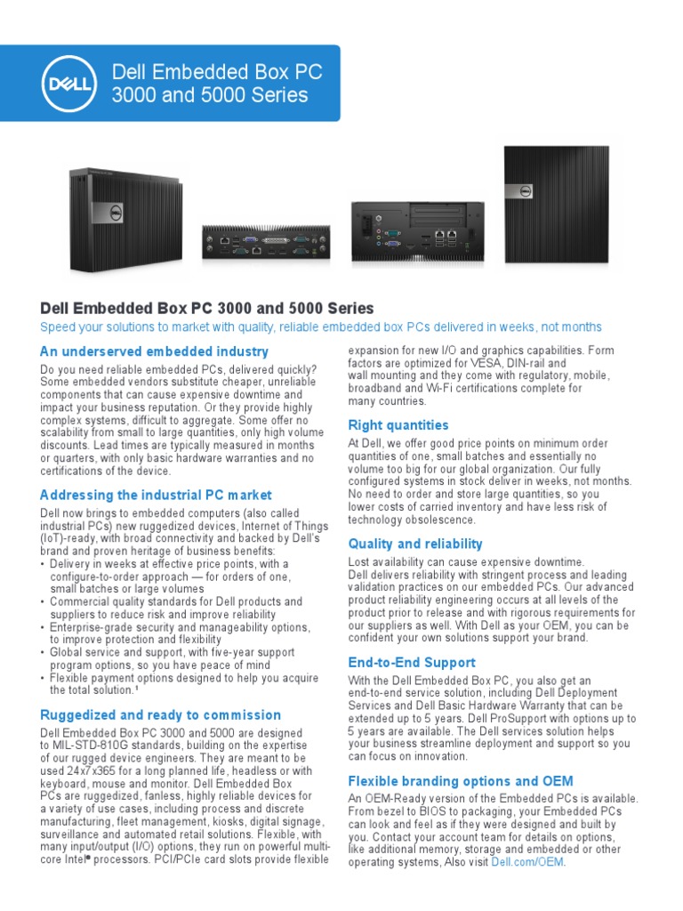 Dell Embedded Box PC 3000 and 5000 Series | PDF | Dell | Solid State Drive