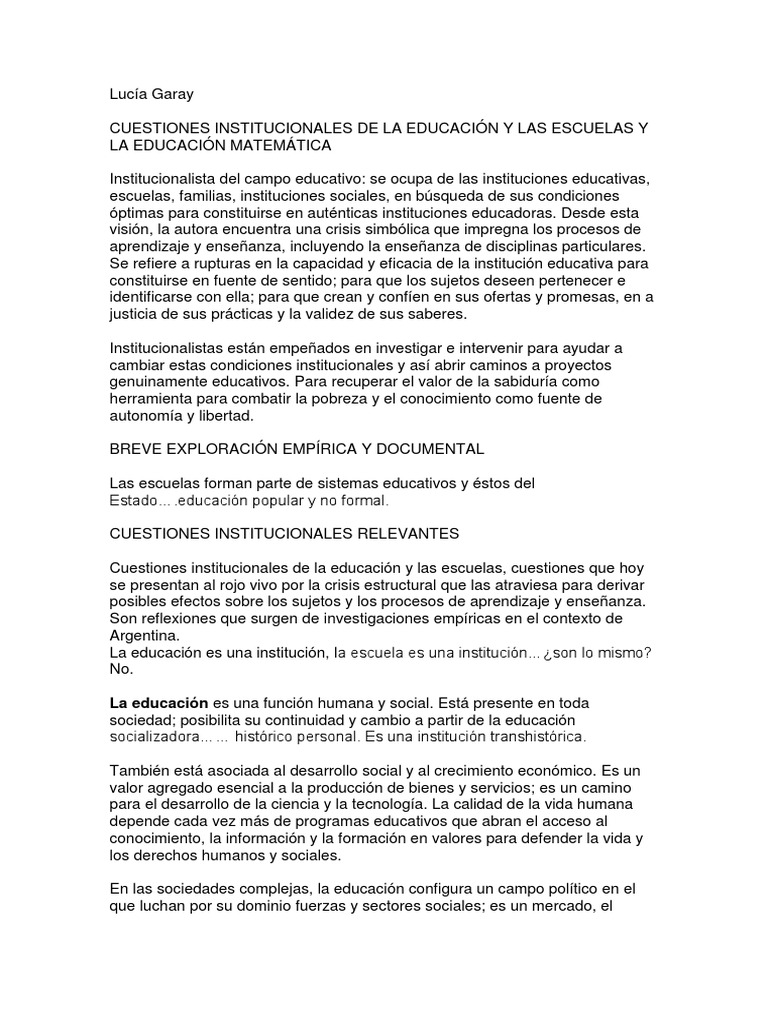 Lucía Garay Resumen Noe | PDF | Sociedad | Institución