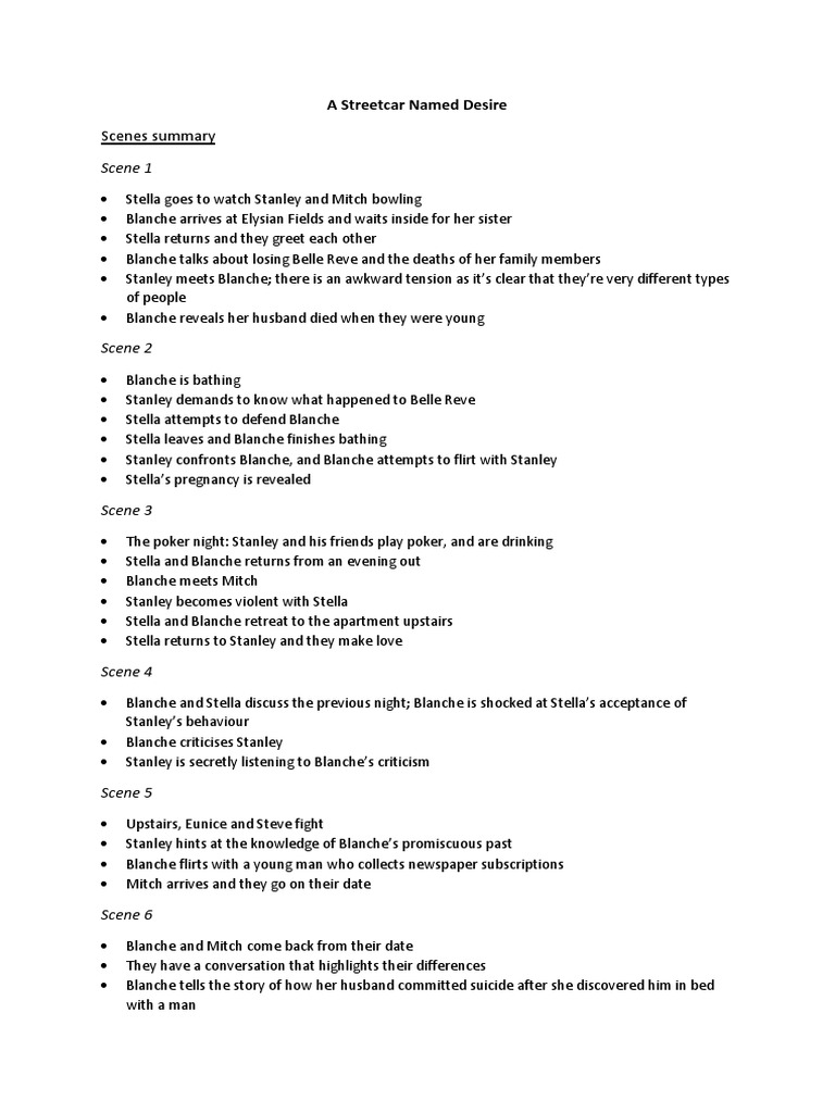 A Streetcar Named Desire Revision | PDF