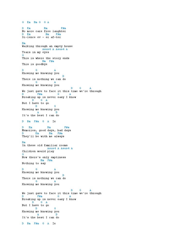 "Knowing Me Knowing You Lyrics" | PDF