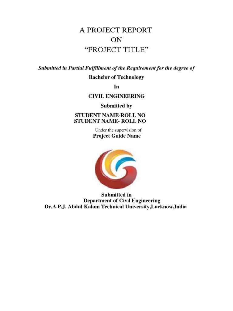 A Project Report ON "Project Title": Submitted in Partial Fulfillment of The Requirement For The ...