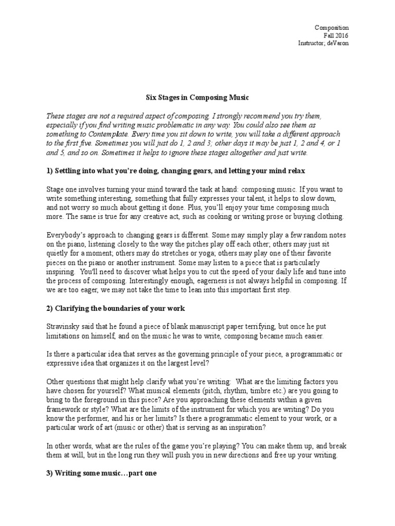 Six Stages in Composing Music | PDF | Musical Compositions | Rhythm