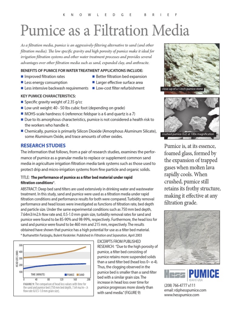 Pumice: Superior Water Filtration | PDF | Filtration | Porosity