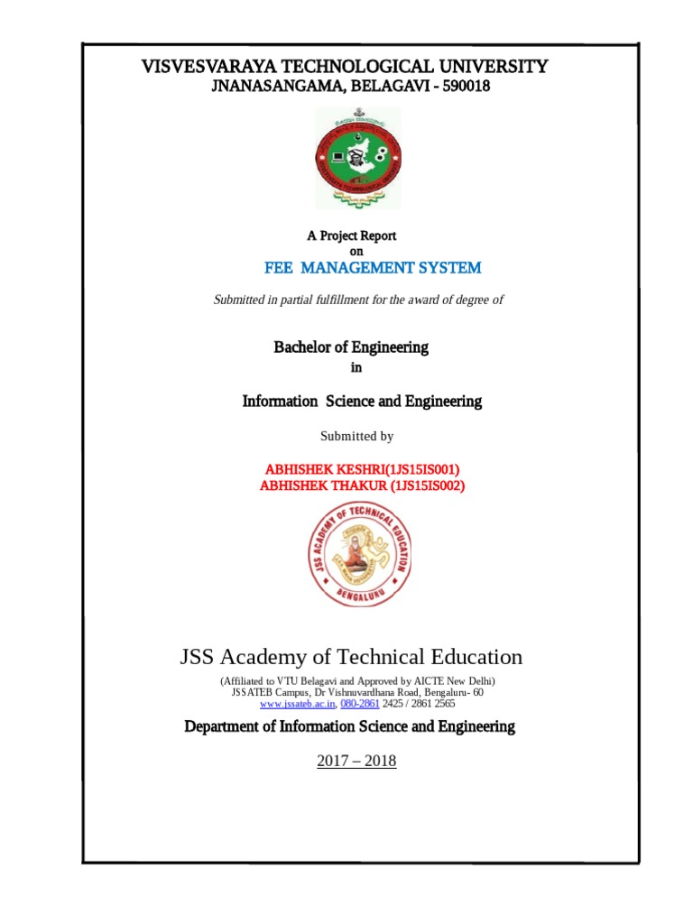 Fee Management System Project Report | PDF | Application Programming ...