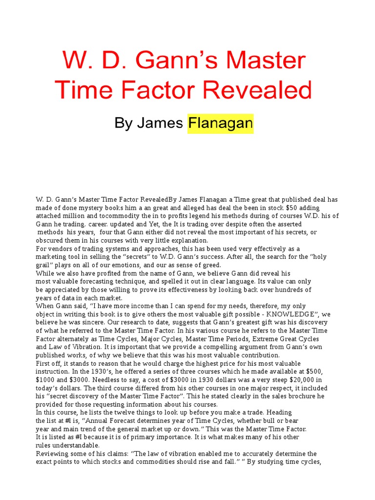 Gann's Master Time Factor Explained | PDF | Forecasting | Business