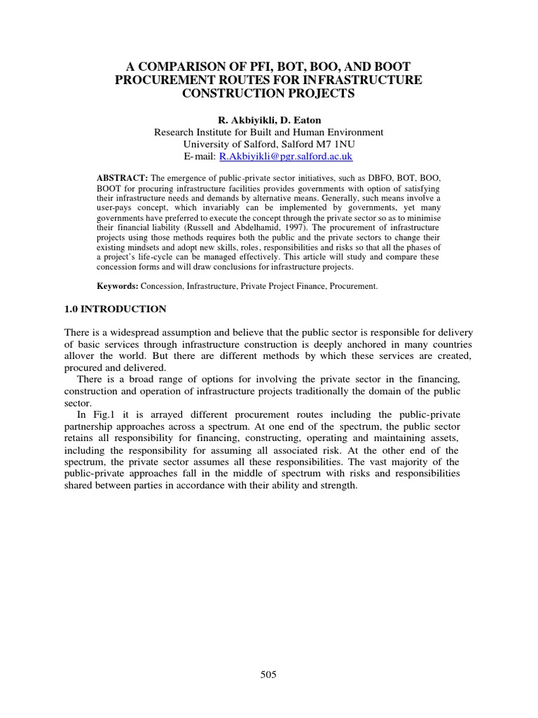 Bot Boot Dbfot Pdf Public Private Partnership Project Finance