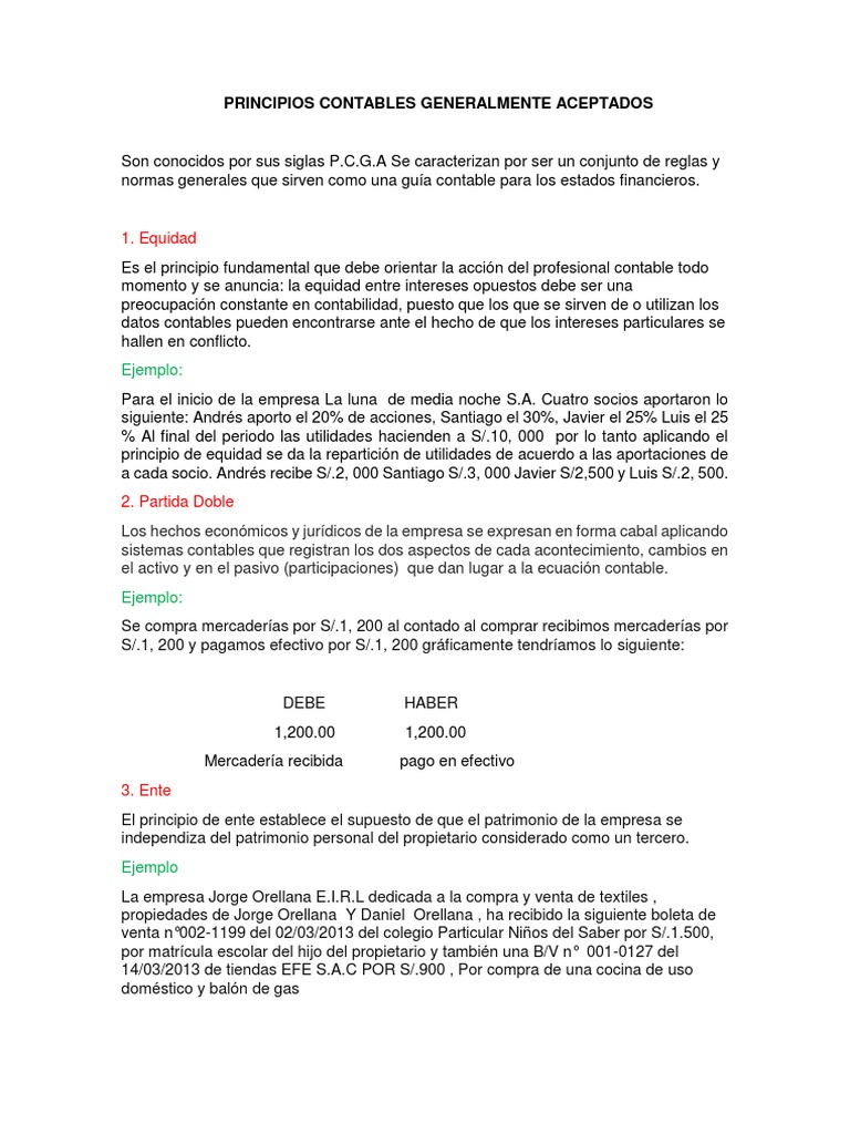 Principios Contables Generalmente Aceptados | PDF | Contabilidad | Devengo
