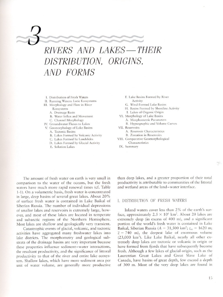 3 - Rivers and Lakes Their Distribution Origins and Forms | PDF | Lake ...