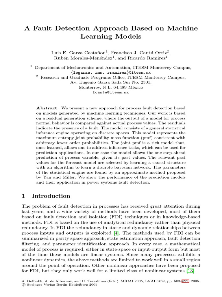 Machine Learning Approach for Fault Detection in Complex Systems Using ...
