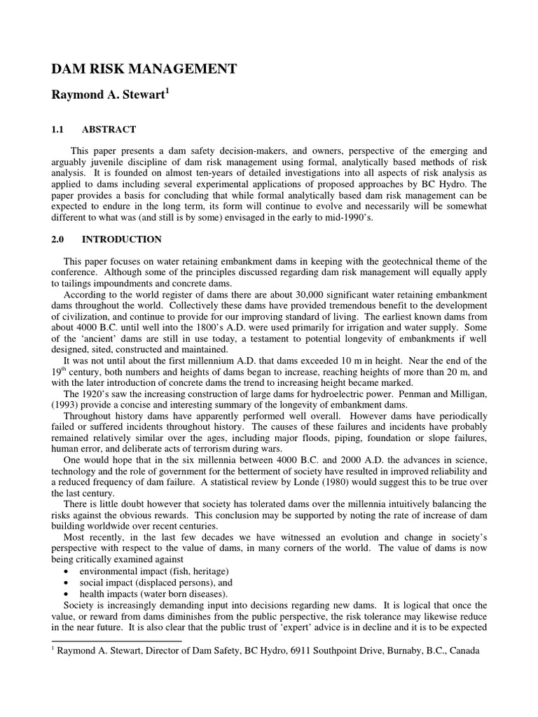 Dam Risk Management - R.stewart | PDF | Risk | Risk Management