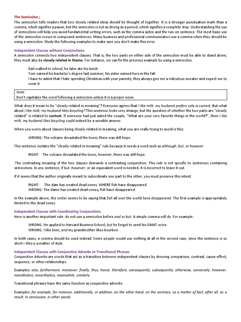 Punctuation Marks - Semicolons, Colons, Hyphens, Dashes | PDF | Comma ...