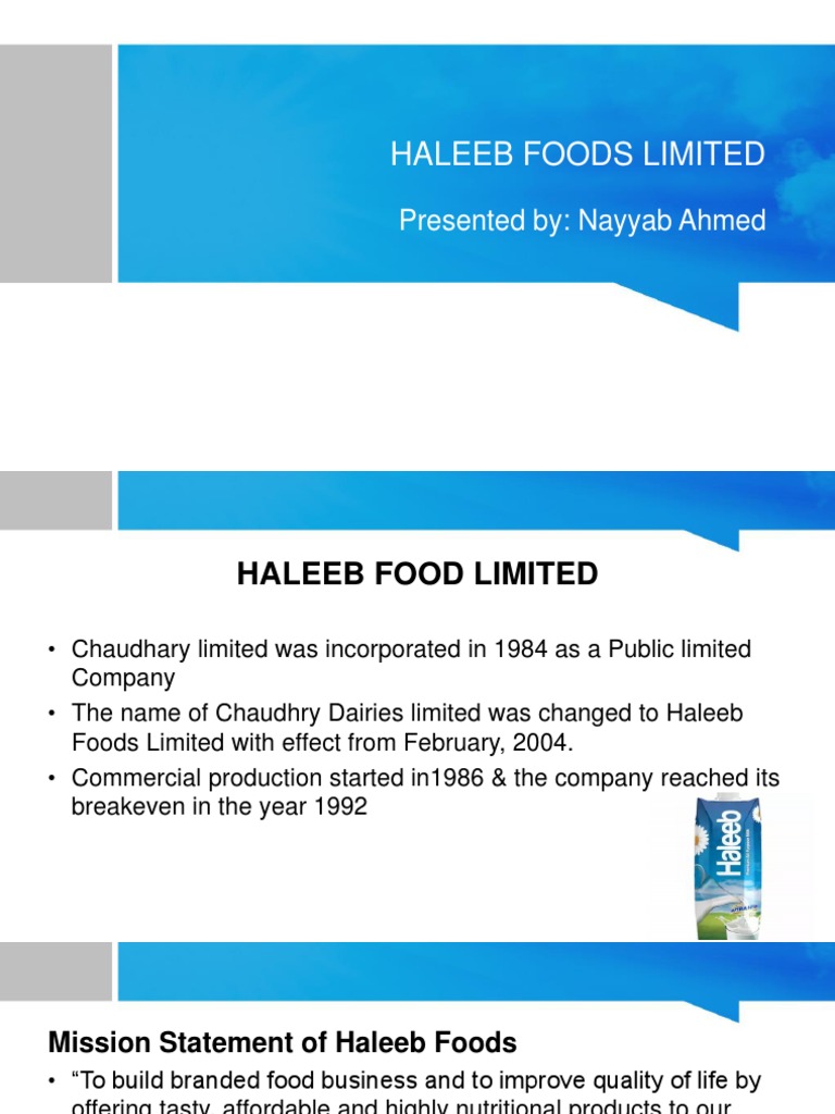 Haleeb Foods Limited: Company Overview | PDF | Milk | Retail