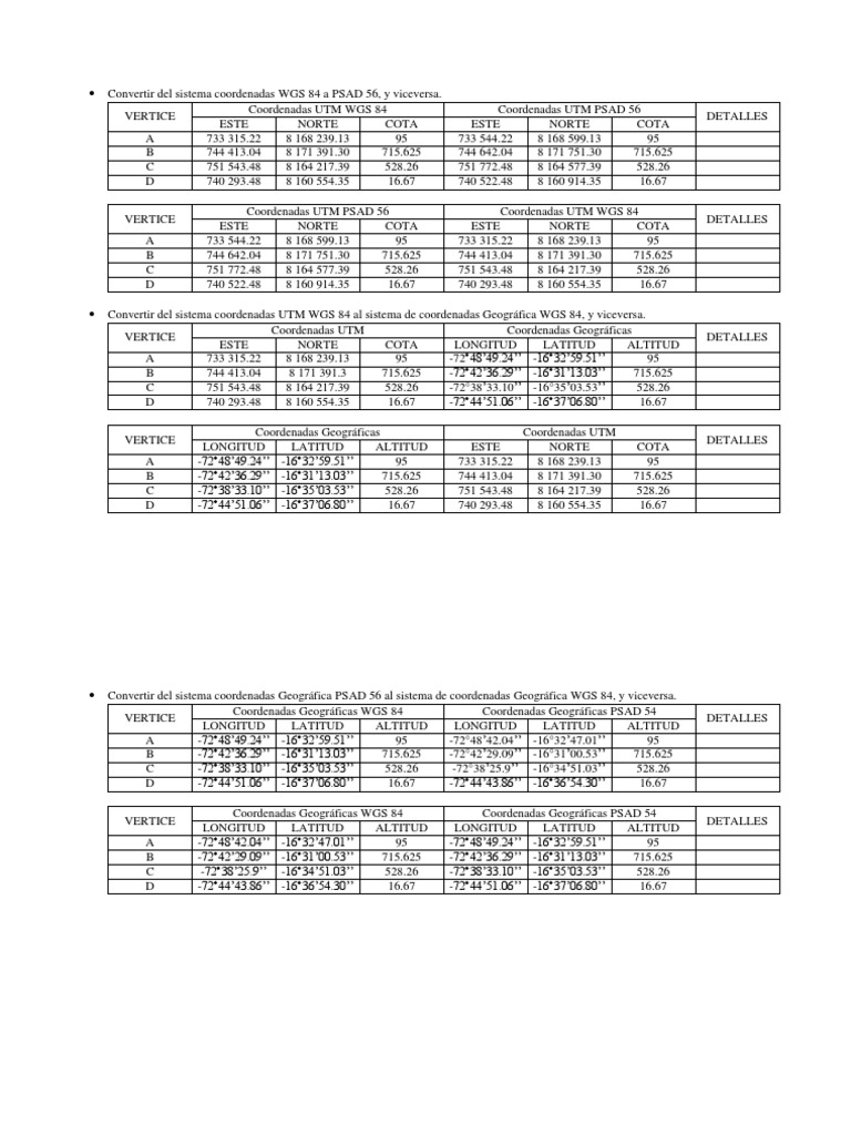 Convertir Del Sistema Coordenadas WGS 84 A PSAD 56 | PDF | Ambiente ...