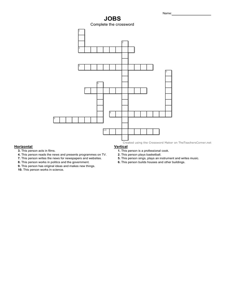 Complete The Crossword: Vertical Horizontal | PDF