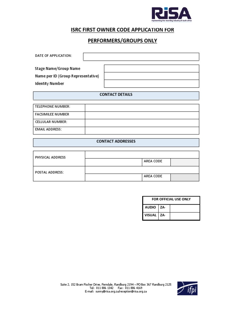 Isrc Application Form For Individuals or Group | PDF | Media Technology ...