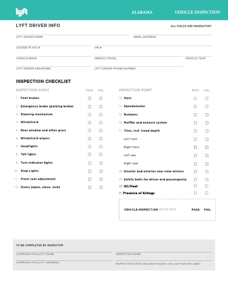 Alabama Inspection Form PDF | PDF | Road Transport | Transport Safety